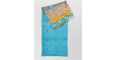 Pierre Louis Mascia Silk Floral Print Fringed Scarf In Blue Lyst