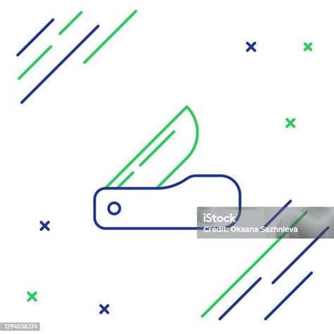 흰색 배경에 고립 된 라인 스위스 군용 칼 아이콘 다목적 펜나이프 다기능 도구 다채로운 개요 개념 벡터 가위에 대한 스톡 벡터 아트 및 기타 이미지 Istock