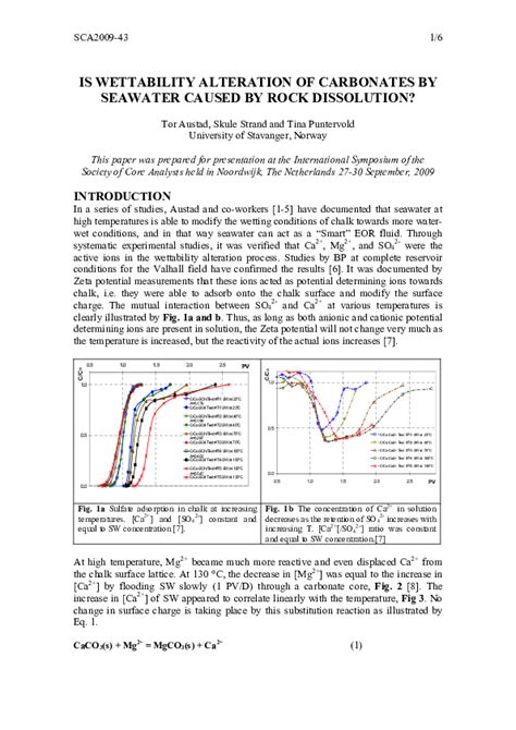 Pdf Is Wettability Alteration Of Carbonates By Seawater Caused By