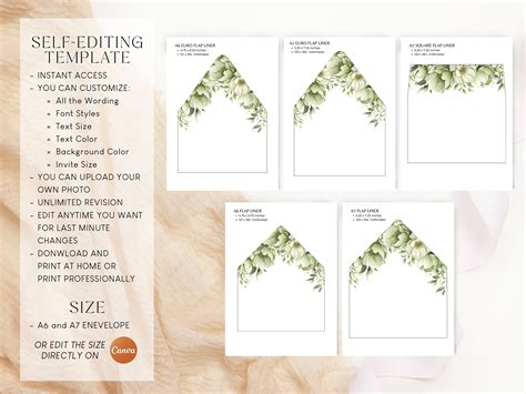 Sage Green Envelope Liner Template Printable Envelope Liner Etsy