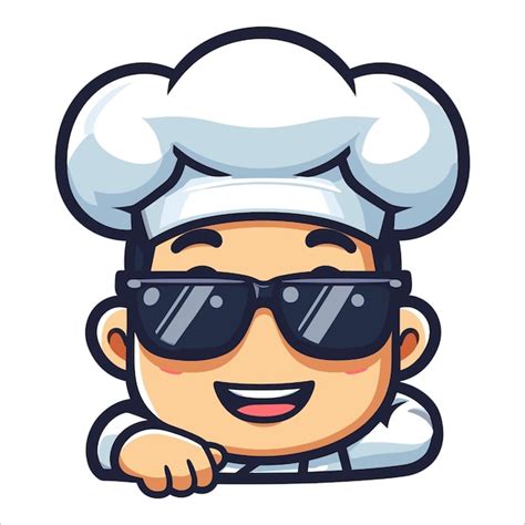 Premium Vector A Cute Chef Cartoon Mascot Handsome Face Happy Expression With Sunglasses