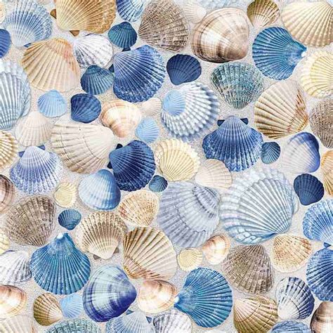 45 Timeless Treasures Packed Blue Seashells Marshall Dry Goods Company