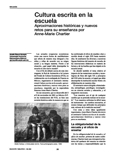 Anne Marie Chartier Eb14 N129 P26 30 Pdf Lectura Proceso
