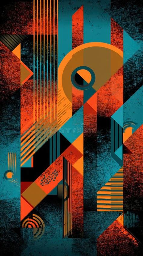 Abstract Geometric Design Featuring Angular Shapes Circular Elements And Textured Overlays In
