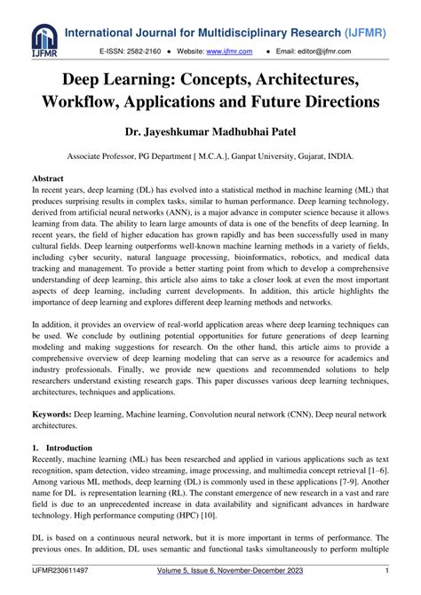 pdf deep learning concepts architectures workflow applications