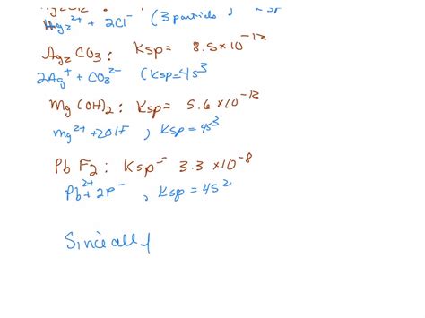 solved use the given values to predict which of the following salts is
