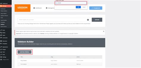 Creating Widget Areas Documentation