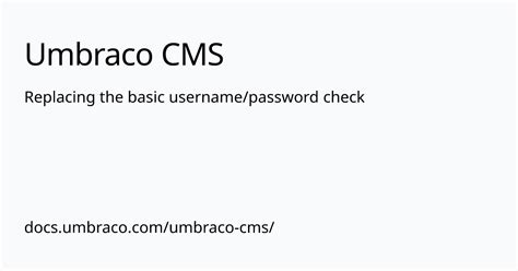 Replacing The Basic Username Password Check Umbraco CMS