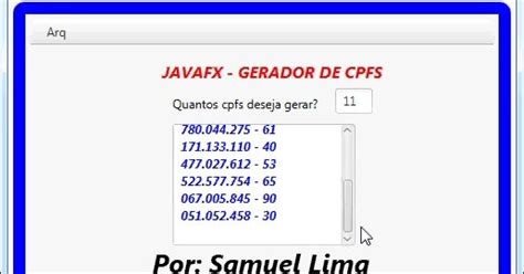Samuel Lima Programador Ccjava Javafx Gerador De Cpf