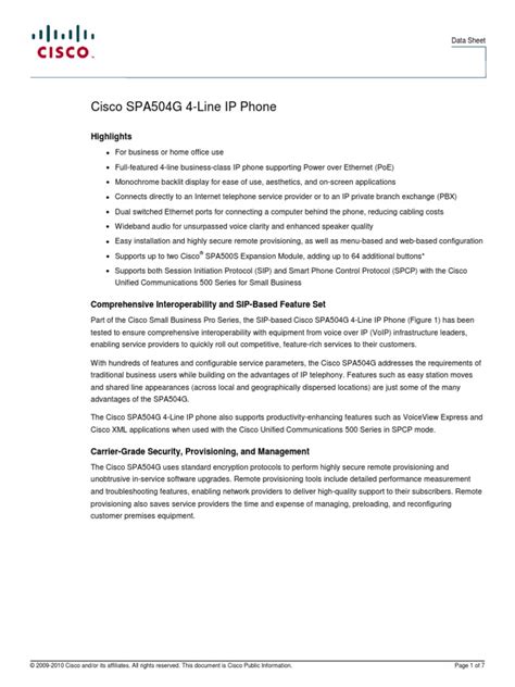 Cisco Spa504g Pdf Session Initiation Protocol Voice Over Ip
