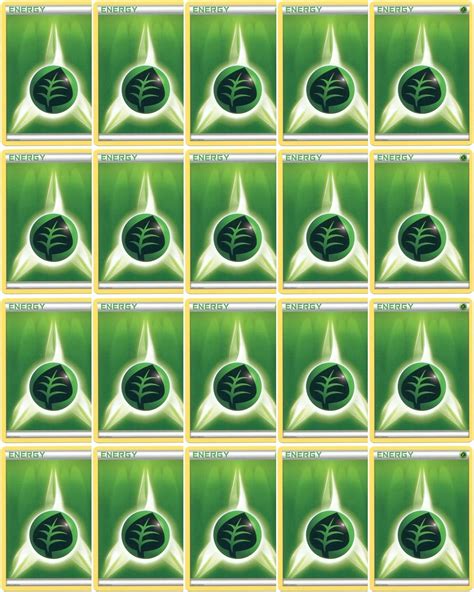 Nintendo 20 Basic Grass Energy Pokemon Cards Greenleafbug Type Xy