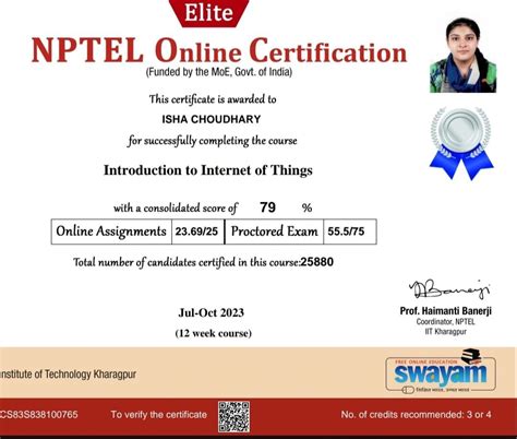 Isha Choudhary On Linkedin Iot Nptel Certificateachievement