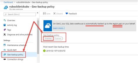 Disaster Recovery In Azure SQL Data Warehouse Cloud