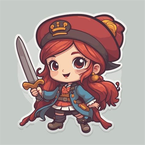 Premium Vector Pirate Girl Cartoon Vector