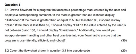 Solved Question Draw A Flowchart For A Program That Chegg