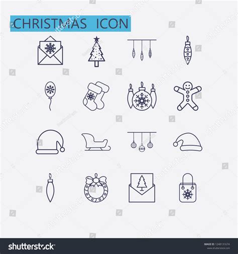 Outline Christmas Icon Setvector Illustration Stock Vector Royalty