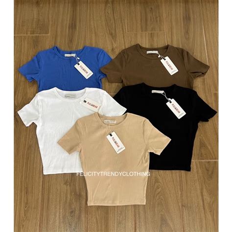 Pullandbear Basic Ribbed Top Authentic Overruns Shopee Philippines