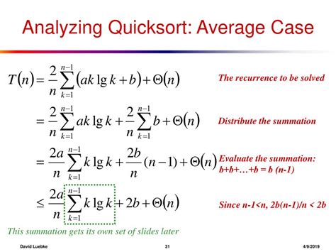cs 332 algorithms quicksort david luebke 9 ppt download