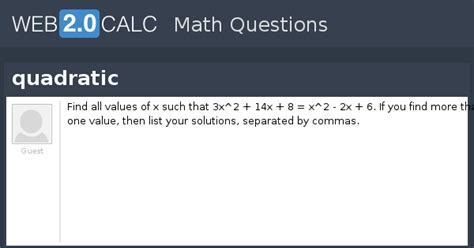 View Question Quadratic