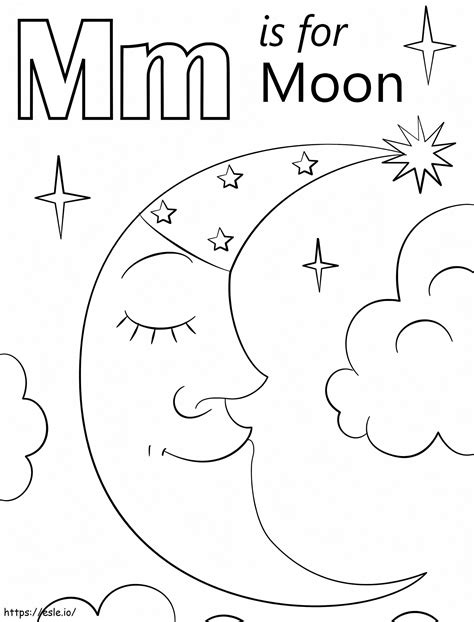 Moon Letter M Coloring Page