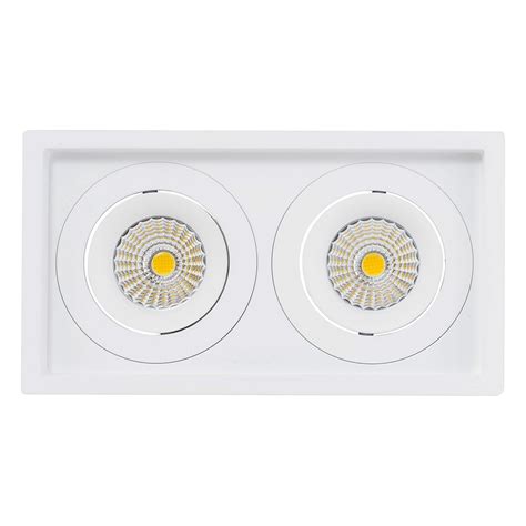 Lyra 2 X 6w Rectangular Tilt Recessed Triac Dimmable Led Downlight Whi