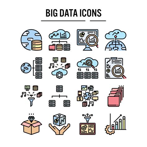 big data icon set in filled outline design 628574 vector art at vecteezy