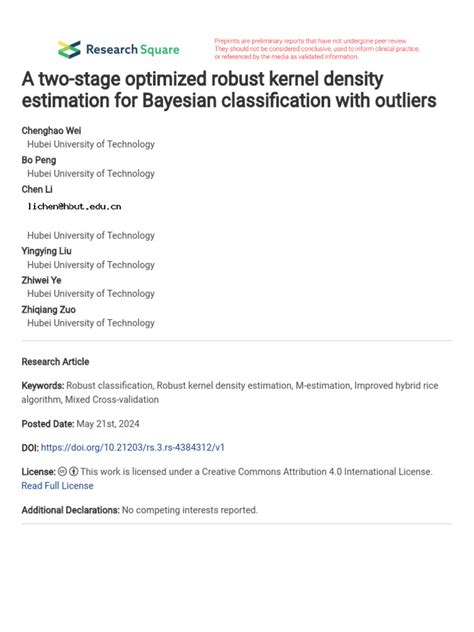 A Two Stage Optimized Robust Kernel Density Estima Pdf Robust Statistics Outlier
