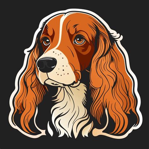 Illustrazione Dellautoadesivo Del Cane Di Cocker Spaniel Americano Vettore Premium
