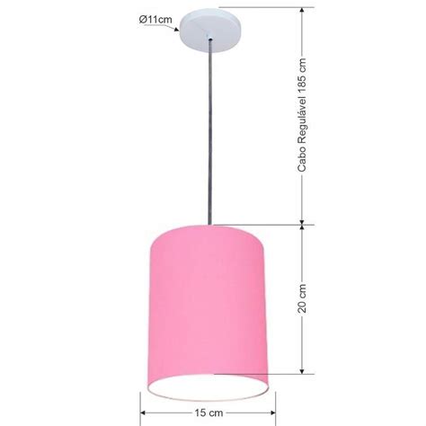 Luminária Pendente Vivare Free Lux Md 4103 Cúpula Em Tecido Rosa Tela