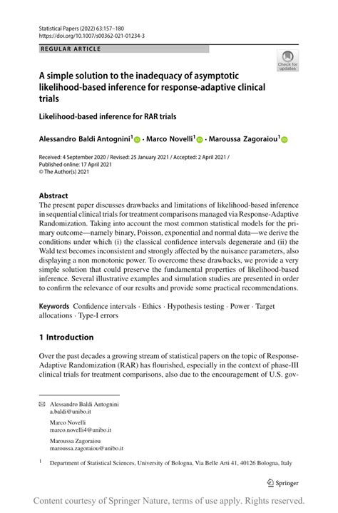 Pdf A Simple Solution To The Inadequacy Of Asymptotic Likelihood Based Inference For Response