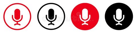 Set Microphone Speaker Button Icon Voice Microphone Buttons Signs