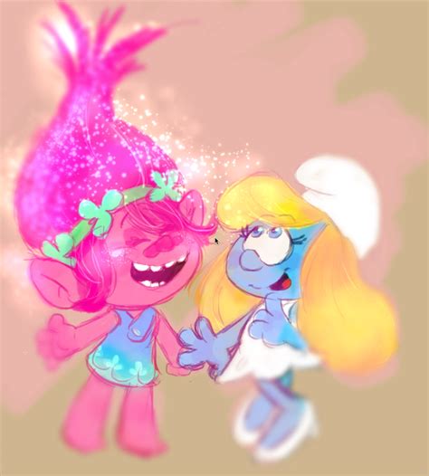 Trolls And Smurfs Poppy X Smurfette Smurfs The Lost Village Fanart