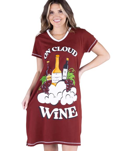 Lazyone Womens Nightgown Funny V Neck Sleep Shirt For Women On Cloud