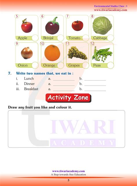 Ncert Solutions For Class 1 Evs Chapter 3 Our Food