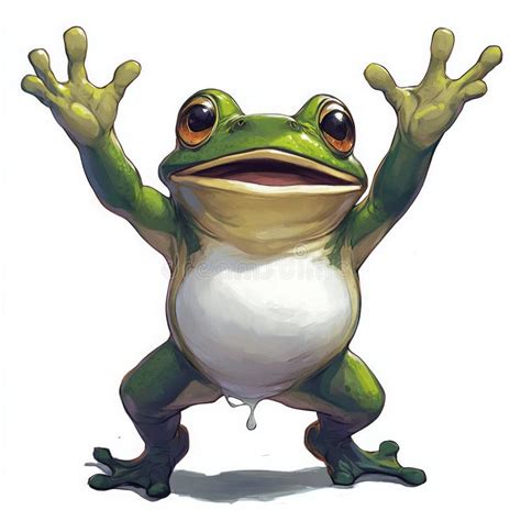 Sapo Alegre De Dibujos Animados Con Brazos Extendidos Sobre Fondo