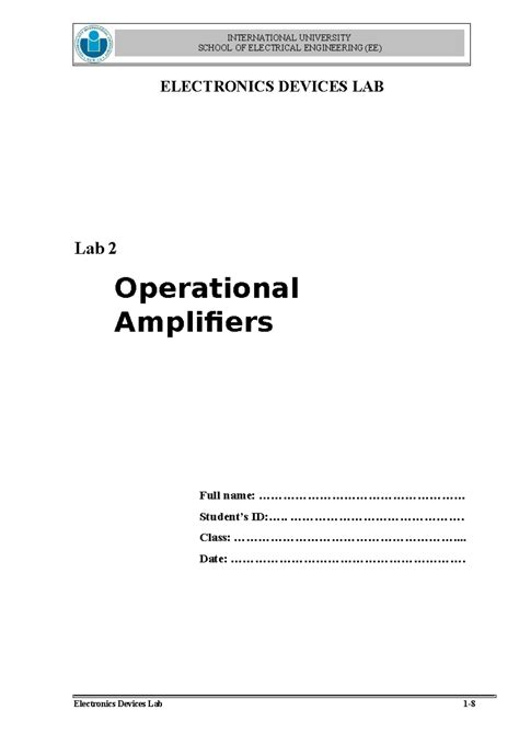 Ed Lab2 Opam V1 Hhe School Of Electrical Engineering Ee