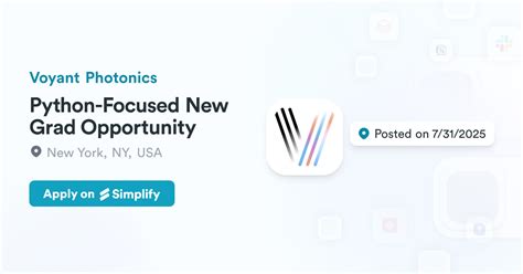 Python Focused New Grad Opportunity Voyant Photonics Simplify Jobs