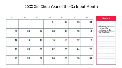 Blank Calendar With Red Line Google Slide Theme And Powerpoint Template Slidedocs