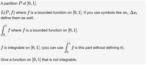 Solved A Partition P Of 0 1 Lp F Where F Is A Bounded
