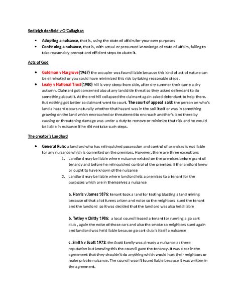 Private Nuisance Sedleigh Denfield V Ocallaghan Adopting A Nuisance That Is Using The State