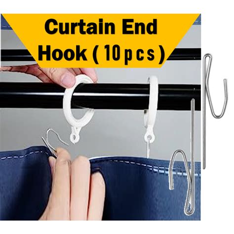 [10pcs] Curtain Hook Curtain Deep End Hook Cakuk Langsir Cangkuk Sangkut Langsir Hook Shopee