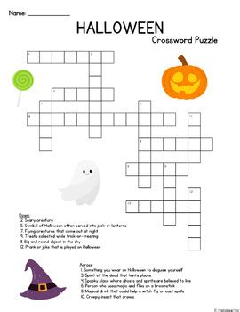 Halloween Crossword Puzzle Game Activity October Fun Early Finisher