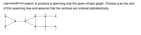 Solved Use Breadth First Search To Produce A Spanning Tree