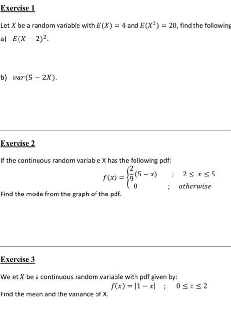solved exercise 1 let x be a random variable with e x 4