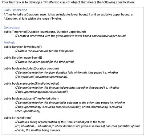 Solved Your First Task Is To Develop A Timeperiod Class Of