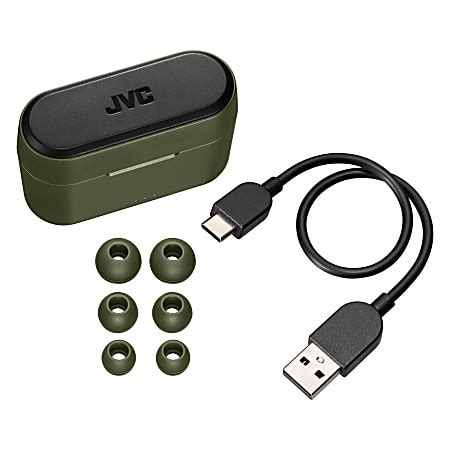 Jvc Riptidz True Wireless Bluetooth Earbuds With Charging Case Olive Haa Tg Office Depot