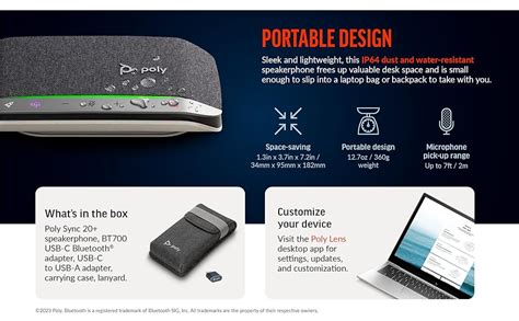 Amazon Com Poly Sync 20 Personal Portable Bluetooth Speakerphone Plantronics Noise Echo