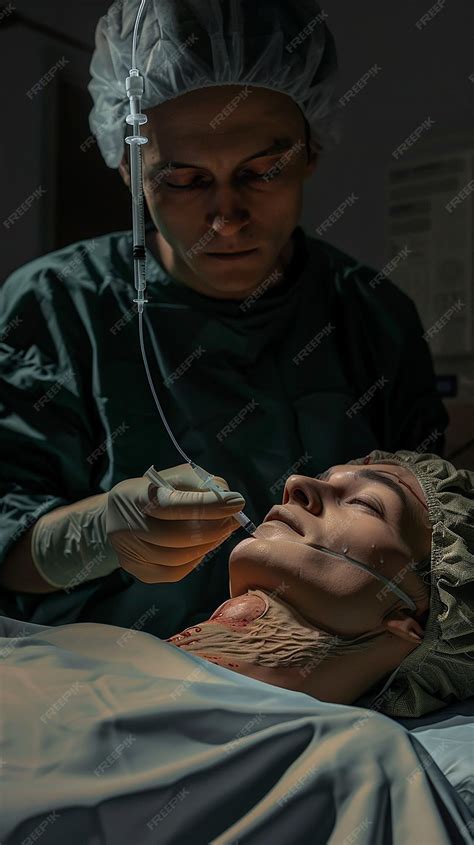 Administering Anesthesia Patient Preparation With Iv Line Setup Premium Ai Generated Image