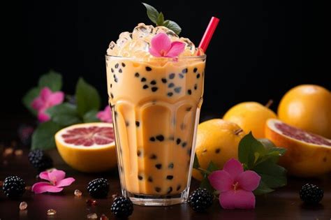 Premium Photo Bubble Tea With Passionfruit Paradise