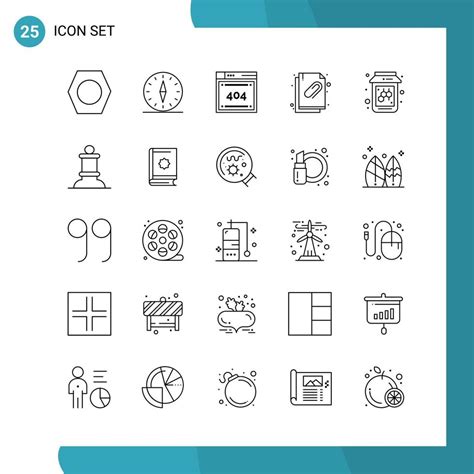 Vector Pack Of 25 Outline Symbols Line Style Icon Set On White Background For Web And Mobile